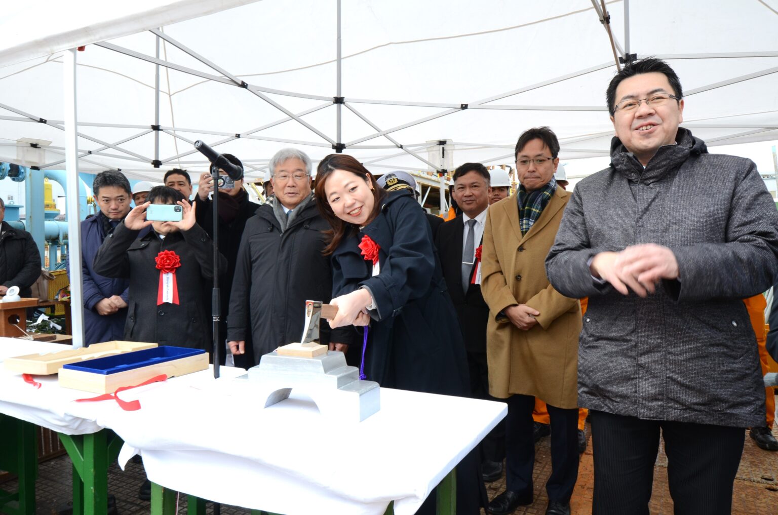 Sno.708 40,000DWT型バルクキャリア「OCEAN CONDUCTOR」の命名引渡式を執り行いました。 | 北日本造船株式会社